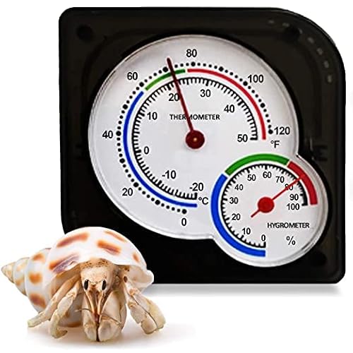 SunGrow Hermit Crab Humidity and Temperature Reader, Black Analog ...