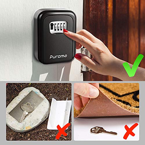Puroma Security Key Lock Box, 4-Digit Combination Waterproof Portable ...