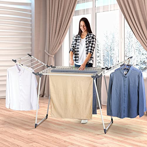 YUBELLES Sturdy Clothes Drying Rack, Gullwing Laundry Rack, Collapsible ...