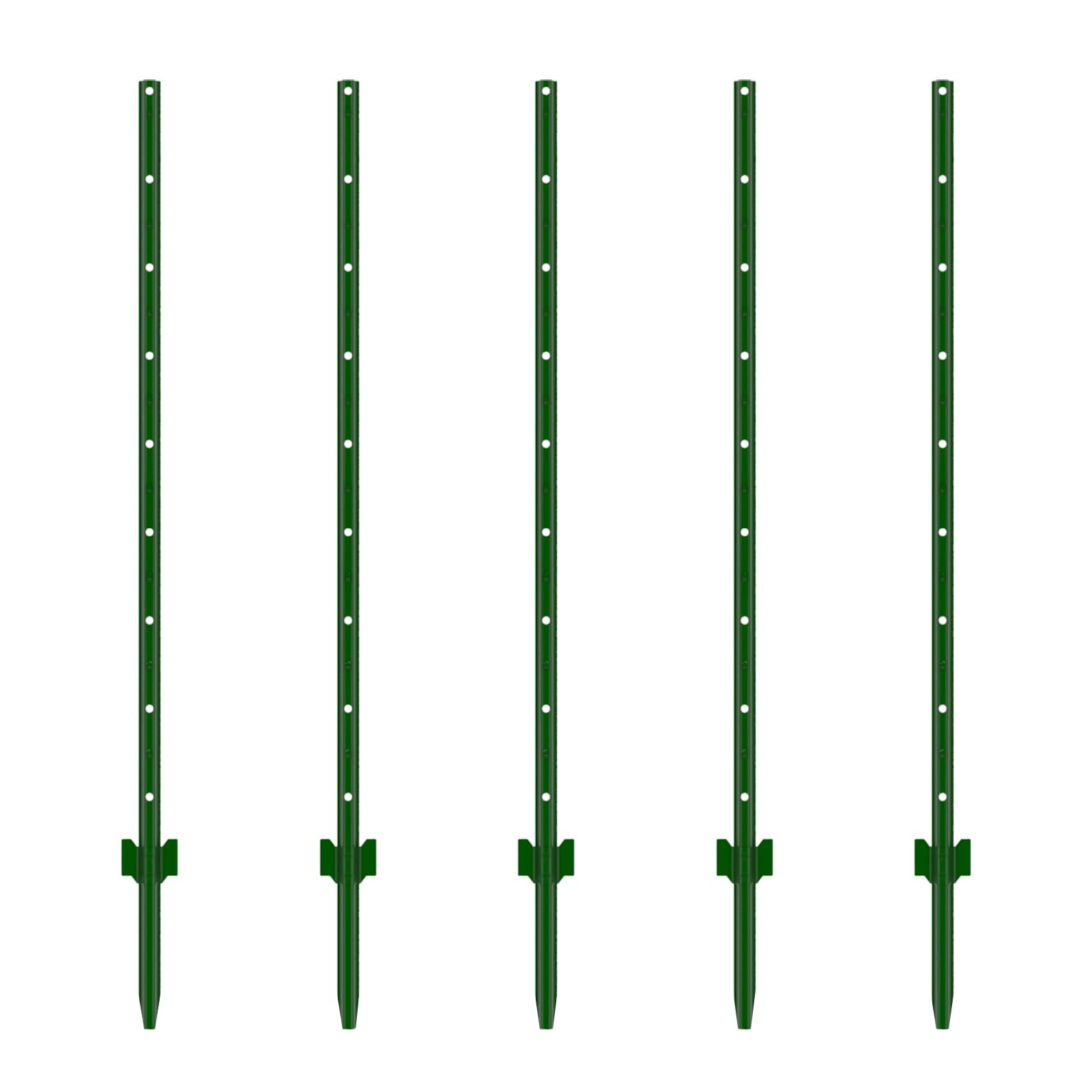 Metal Fence Stakes - 3-4-5-7 Feet Sturdy Duty T-Posts with No-Dig ...