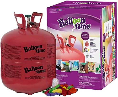 Balloon Time- Complete Kit with Jumbo Helium Tank, 50 Assorted Color ...