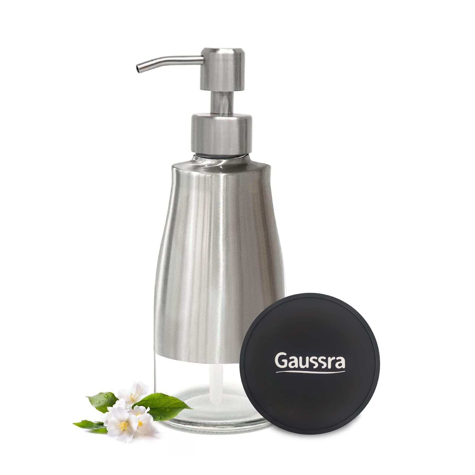 Gaussra Soap Dispenser with Coaster and Stickers, Brushed Nickel ...