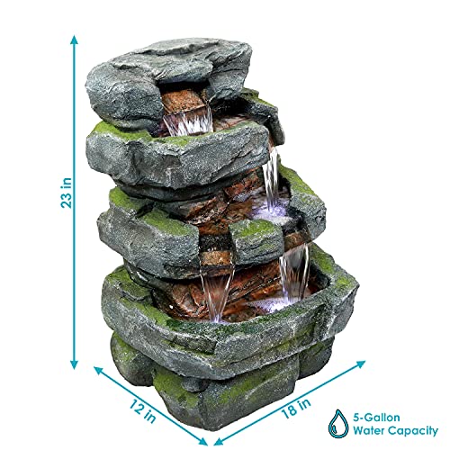 Sunnydaze Electric Stone Waterfall Fountain - Outdoor Water Feature for ...