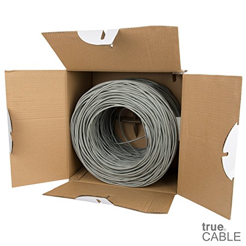 trueCABLE Cat5e Riser (CMR), 1000ft, Gray, 24AWG 4 Pair Solid Bare ...