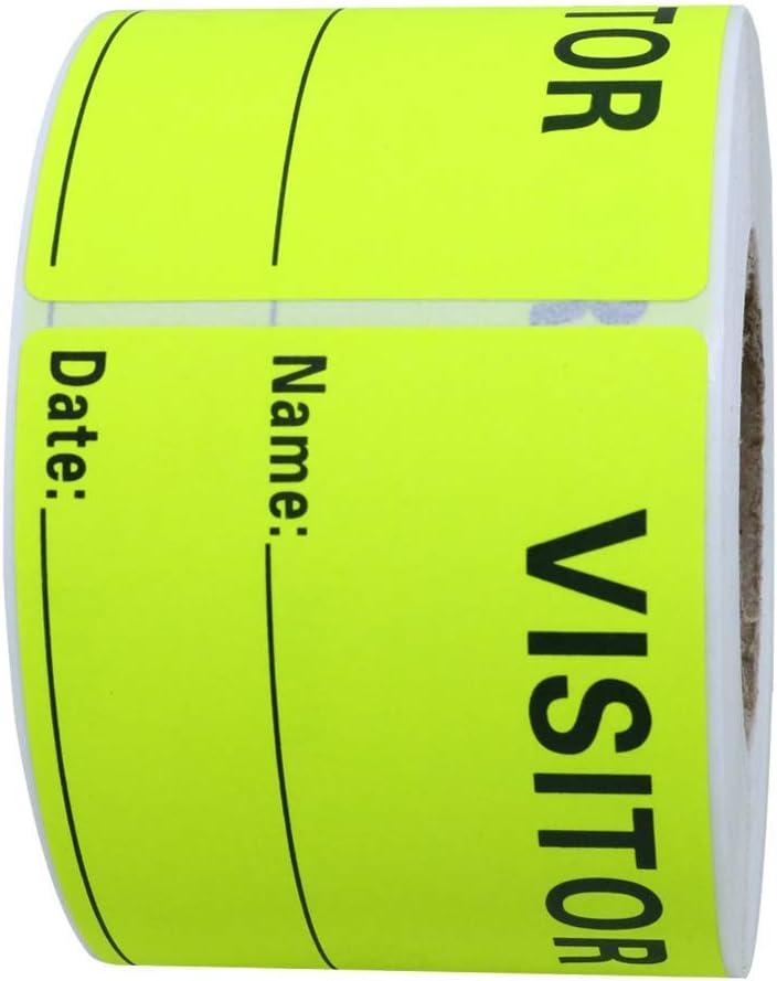 Visitor Pass Fluorescent Visitor Identification Labels Stickers 300 ...