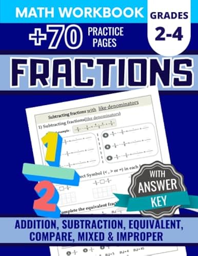 Fractions Math Workbook for Grades 2-4 Addition, Subtraction ...