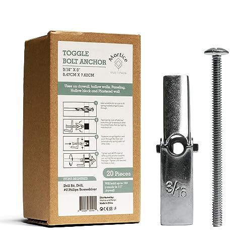 Mortice and Tenon Toggle Anchor Bolts - 3/16" x 3" Drywall Anchors for ...
