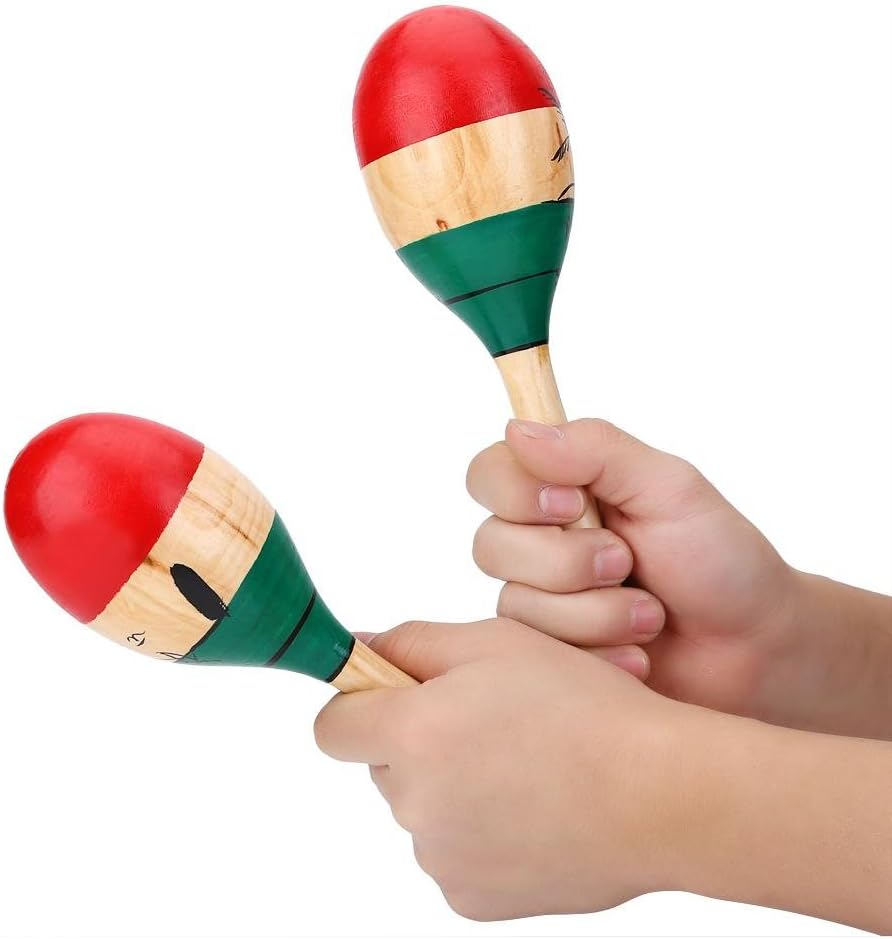 1 Pair of Maracas, Wood Hand-painted Beach Coconut Tree Pattern Maracas ...