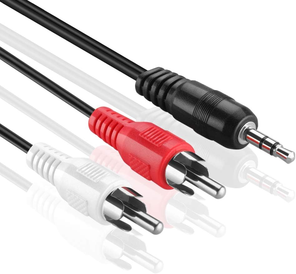 TNP 3.5mm to RCA Audio Cable (25 Feet) Bi-Directional Male to Male Gold ...
