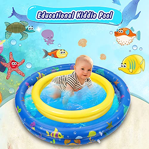 Inflatable Baby Splash Pad Pool with Canopy Annular Kiddie Pool with ...