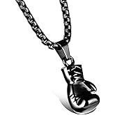 Golden Boxing Glove Necklace Pendant: Men Women 22 Inch Stainless Steel ...