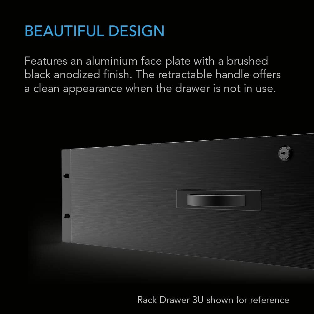 AC Infinity Rack Mount Drawer 3U with Aluminum Faceplate, with Lock and ...