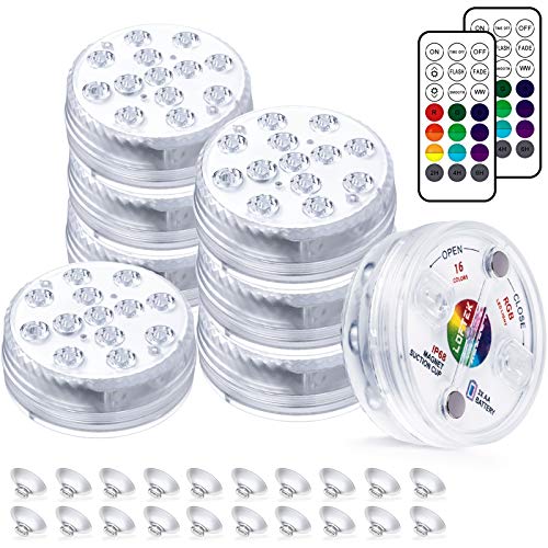 LOFTEK Submersible LED Lights with Remote RF(164ft),Full Waterproof ...