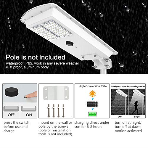 TENKOO Solar Street Lights, 30W Dusk to Dawn Outdoor Solar Powered Parking Light, Led Shoebox ...
