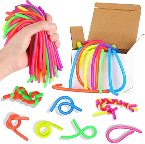 100 Pcs Mini Colorful Monkey Noodle Stretchy String Fidget Toys Sensory ...