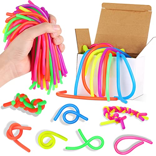 100 Pcs Mini Colorful Monkey Noodle Stretchy String Fidget Toys Sensory ...