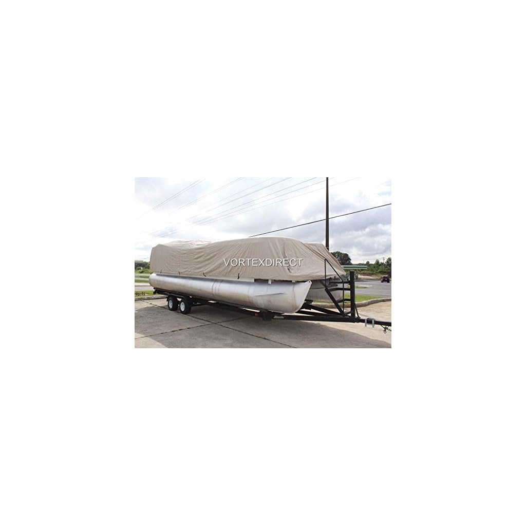 NEW BEIGE 20 FT VORTEX ULTRA 5 YEAR CANVAS PONTOON/DECK BOAT COVER ...