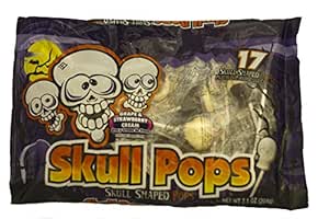 Amazon.com : Skull Pops Skull Shaped Lollipops Halloween Suckers Candy ...