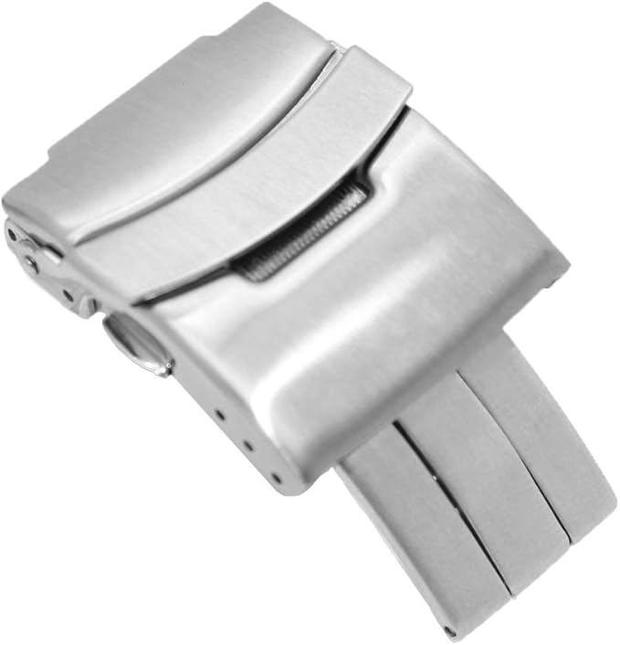 Amazon.com: Stainless Steel Watch Band Double Lock 24mm Metal Buckle ...