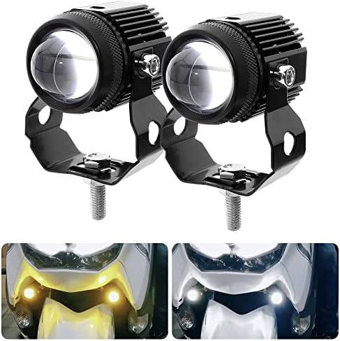 YEORO DC8-85V Motorcycle LED Driving Lights 40W White/Amber Hi-Lo Beam ...