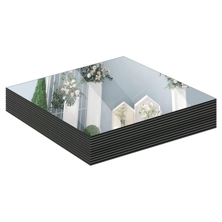 HIFOGANG 12" Square Mirror Plates, Mirror Trays, Glass Flat Mirrors ...