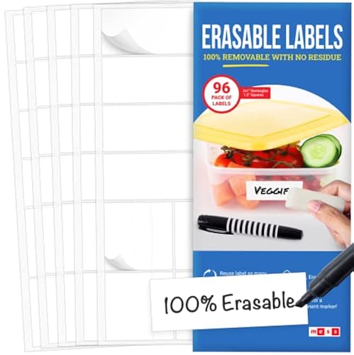 MESS Reusable Labels for Food Containers - Erasable Kitchen Labels ...