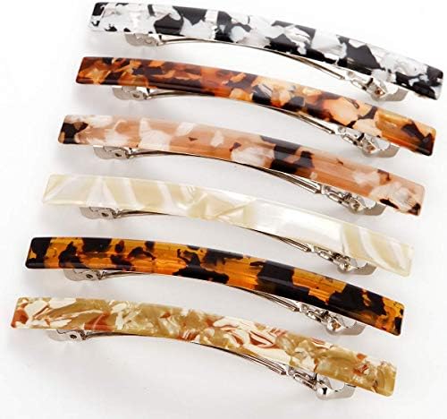 LONEEDY 6 Colors Large Hair Barrettes Acrylic Automatic Hair Clips for ...