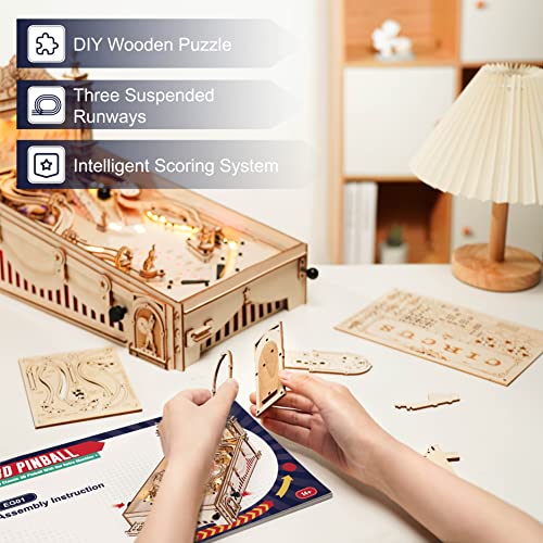 Rowood Wooden Puzzles 3D Pinball Machine Mechanical Model Wooden 3D ...