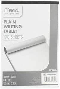 Amazon.com: Mead Writing Tablet, 6" x 9" Paper Pad, Plain Note Pad, 100 ...