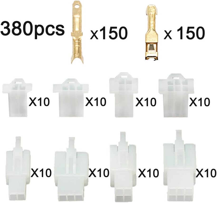 YIXISI 380PCS 2. 8mm 2 3 4 6 Pin Plug Kit, Housing Pin Header Crimp Electrical Wire Terminals ...