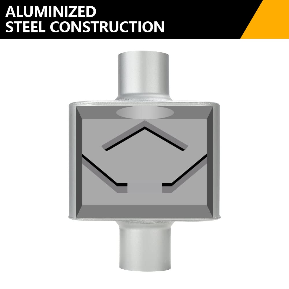 A-KARCK Single Chamber Muffler 3" Center Inlet 3" Center Outlet, 13 ...