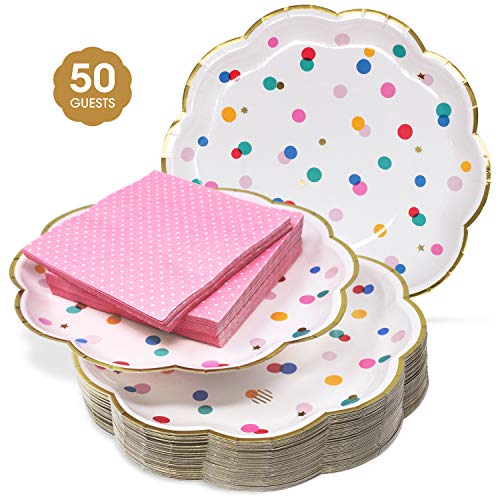 9” Paper Party Plates and Cocktail Napkins Set – Ultra-Thick 400GSM ...