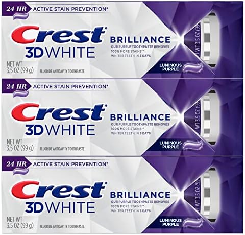 Crest 3D White Brilliance Teeth Whitening Toothpaste, Luminous Purple, 3.5 oz, Pack of 3 price ...