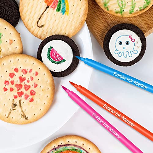Edible Markers for Cookies Food Coloring Pens 10Pcs, Fine and Thick Tip ...