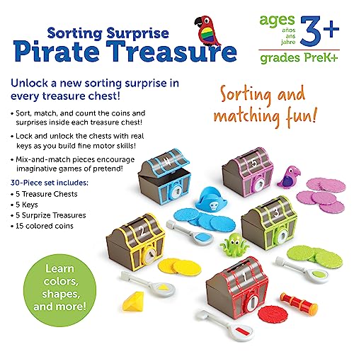 Learning Resources Sorting Surprise Pirate Treasure - 30 Pieces, Ages 3 ...