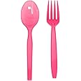 Amazon.com: Hot Pink Spoon and Fork Set (50 Each) - Hot Pink Tableware ...
