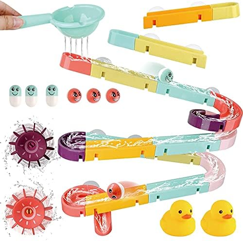 Chiltoy Kids Bath Toys for Toddlers,44PCS Bath Slide Toy Set,Funny DIY ...