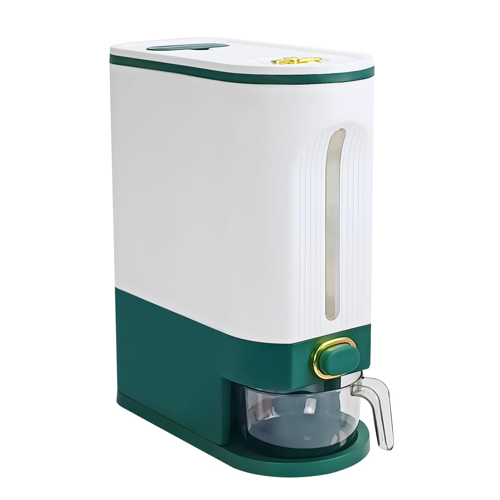 LUOKER Rice Dispenser,25 Lbs Rice Storage with Measuring Cup,White ...