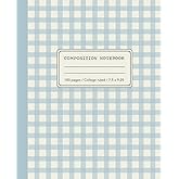 Composition Notebook: Aesthetic Gingham Pattern, Pastel Yellow, College ...