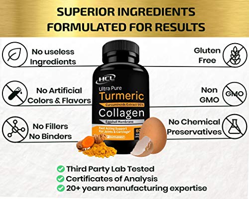 Collagen & Turmeric Curcumin Capsules - Extra Strength Joint Supplement ...