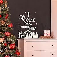(Nativity) O Come Let Us Adore Him Christmas Holiday Vinyl Wall Decal ...