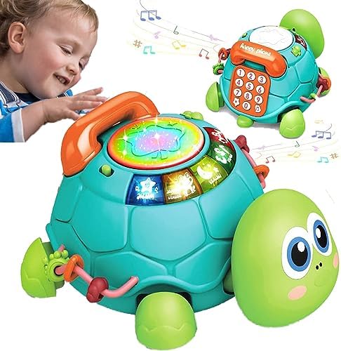 Sakiyrmai Baby Toys 6 to 12 Months, Musical Turtle Crawling Baby Toys ...