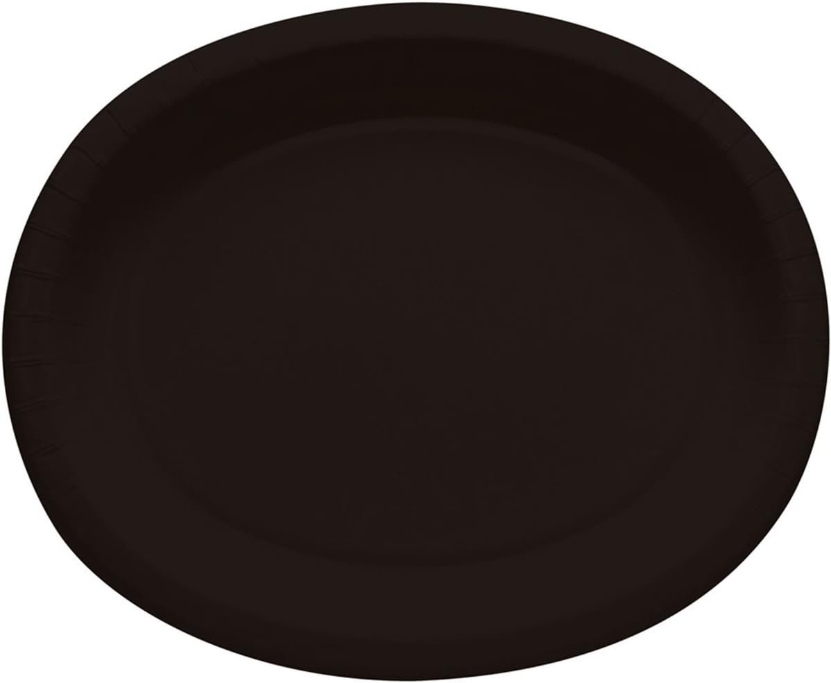Creative Converting 8 Count Oval Paper Platters, Black Velvet