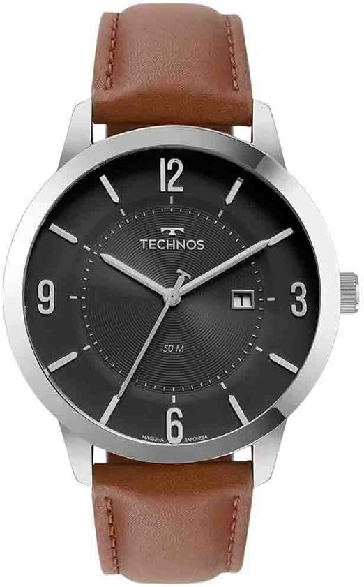 Relógio Technos, Pulseira de Couro, Masculino, Prata | Amazon.com.br