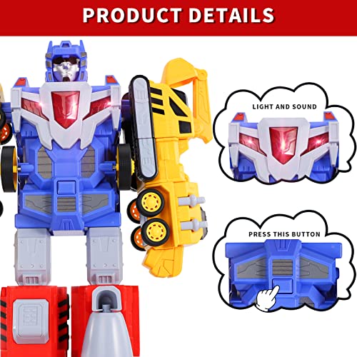 iHaHa Transformer Robot Toys for Kids 3-5, Construction Truck for ...