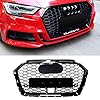 NINTE RS3 Grille Cover with ACC Hole for 2017-2019 Audi A3/S3 8V, RS3 Style ABS Gloss Black ...
