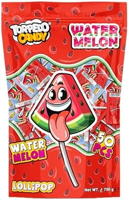 Torpedo Watermelon Lollipop Candy – Pack of 50 Pcs, 14g Each – Juicy ...