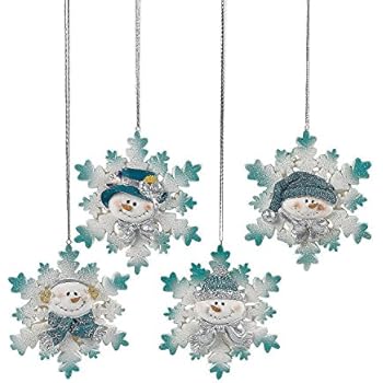 Amazon.com: Resin Blue Snowman Christmas Ornaments (Pack of 12): Home ...