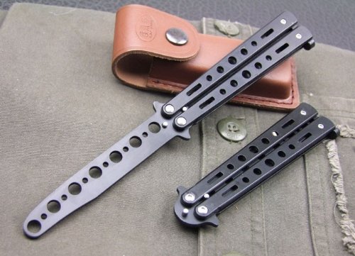 Buy Magic Show ®Fury Black Powder Coated Dull Blade Practice Balisong ...