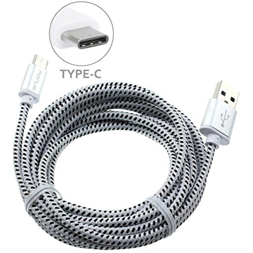 Amazon.com: White Braided 6ft Long Type-C Cable Rapid Charge USB Wire ...